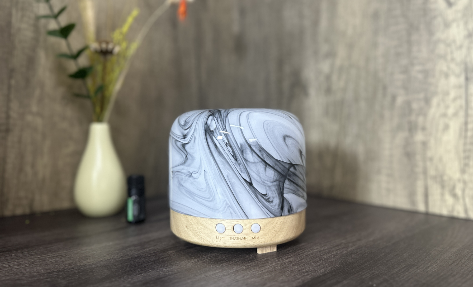 Random Black Lines Wooden Base Glass Essential Oil Diffusers Home ...