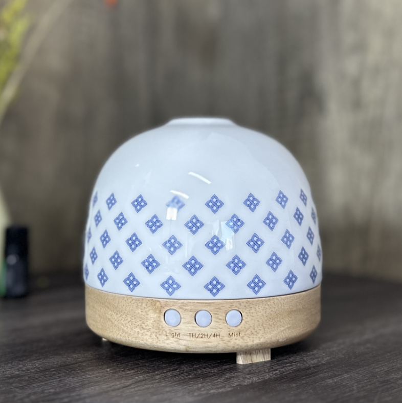 Home Wooden Base Ceramic Ultrasonic Electric Aroma Diffuser Essential ...