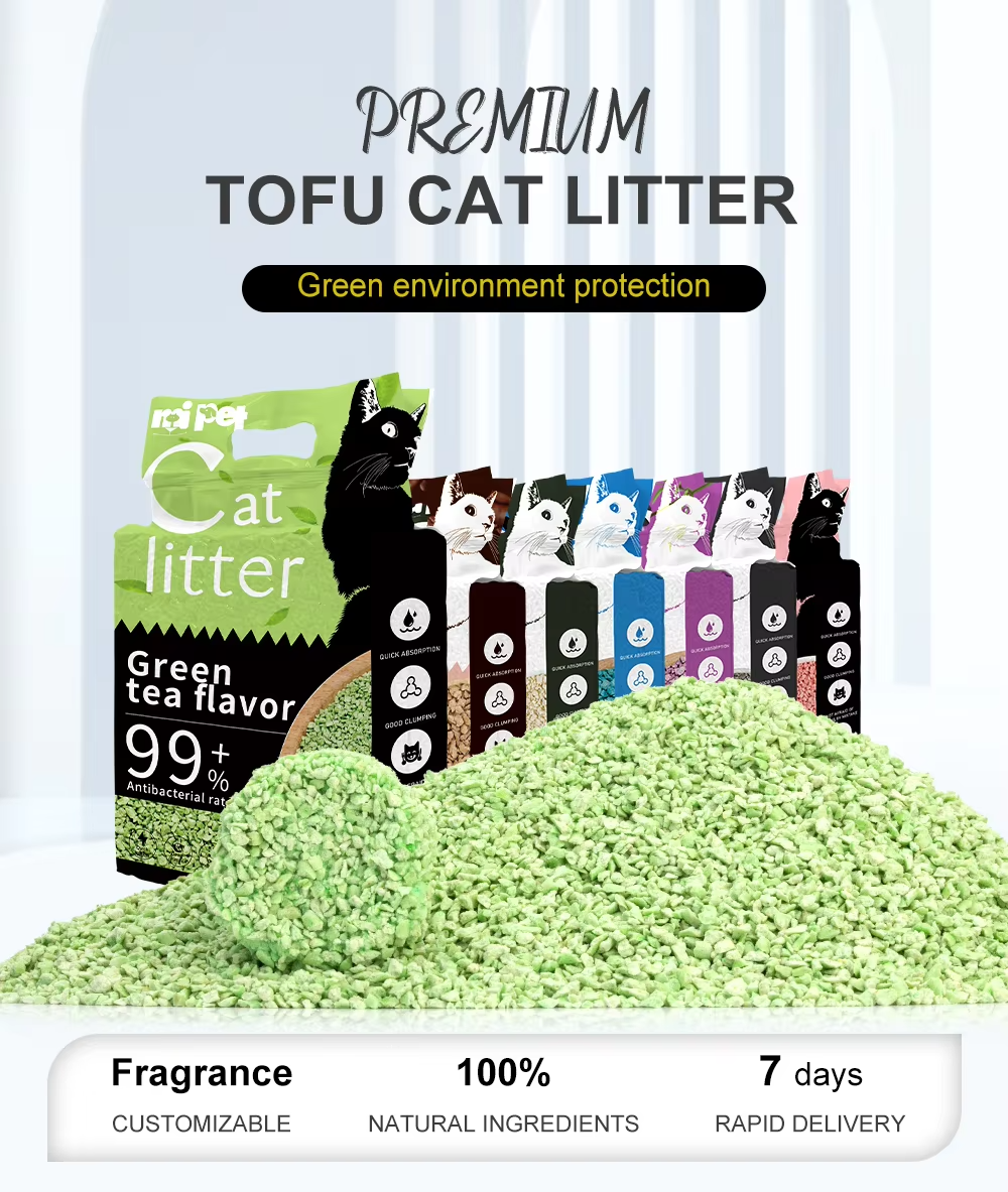 Crush Green Tea Tofu Cat Litter BSCI Factory OEM Bulk Flushable ...