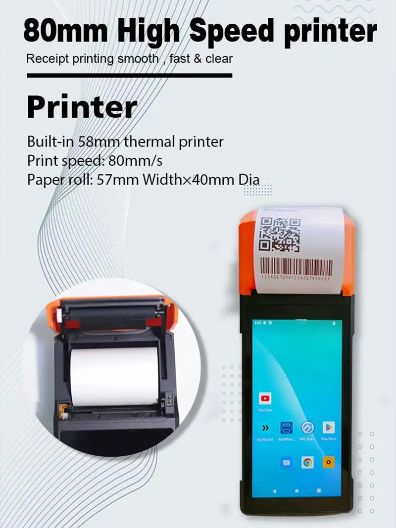 Best H10C Mobile Handheld Android POS System Terminal Touch Screen with Printer Payment Machine ...