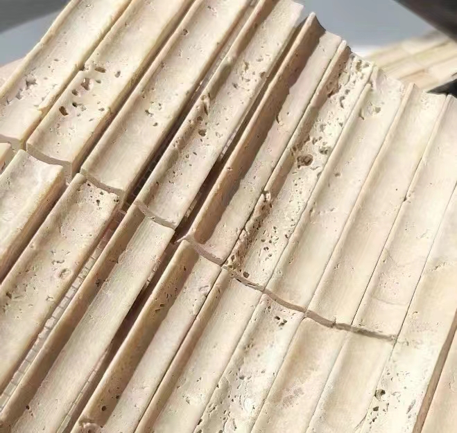 Travertine Beige Marble Cylindrical Pillar Mosaic Tile for Kitchen ...