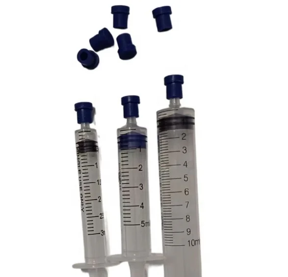 Blue Rubber Syringe Tip Caps - Secure, Sterile & Reusable Protection