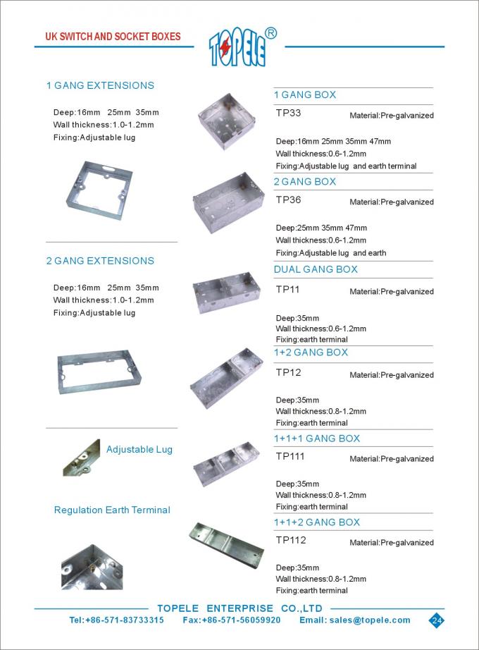 BS4568 Steel GI Electrical Boxes and Covers for Metal Outlet Devices