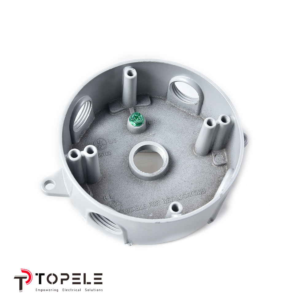 Indoor Weatherproof Junction Box 4" Die Cast Outlet Round Electrical ...