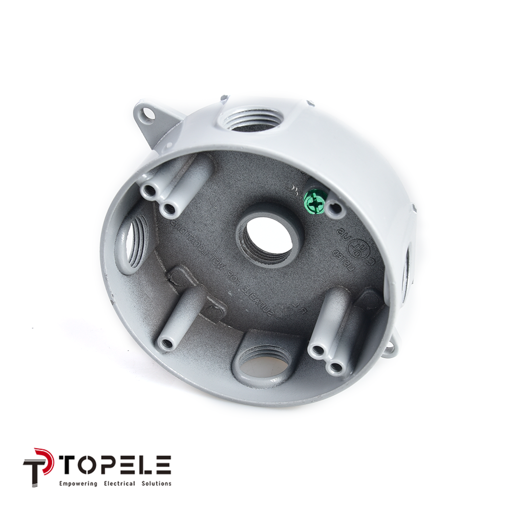 Indoor Weatherproof Junction Box 4" Die Cast Outlet Round Electrical ...