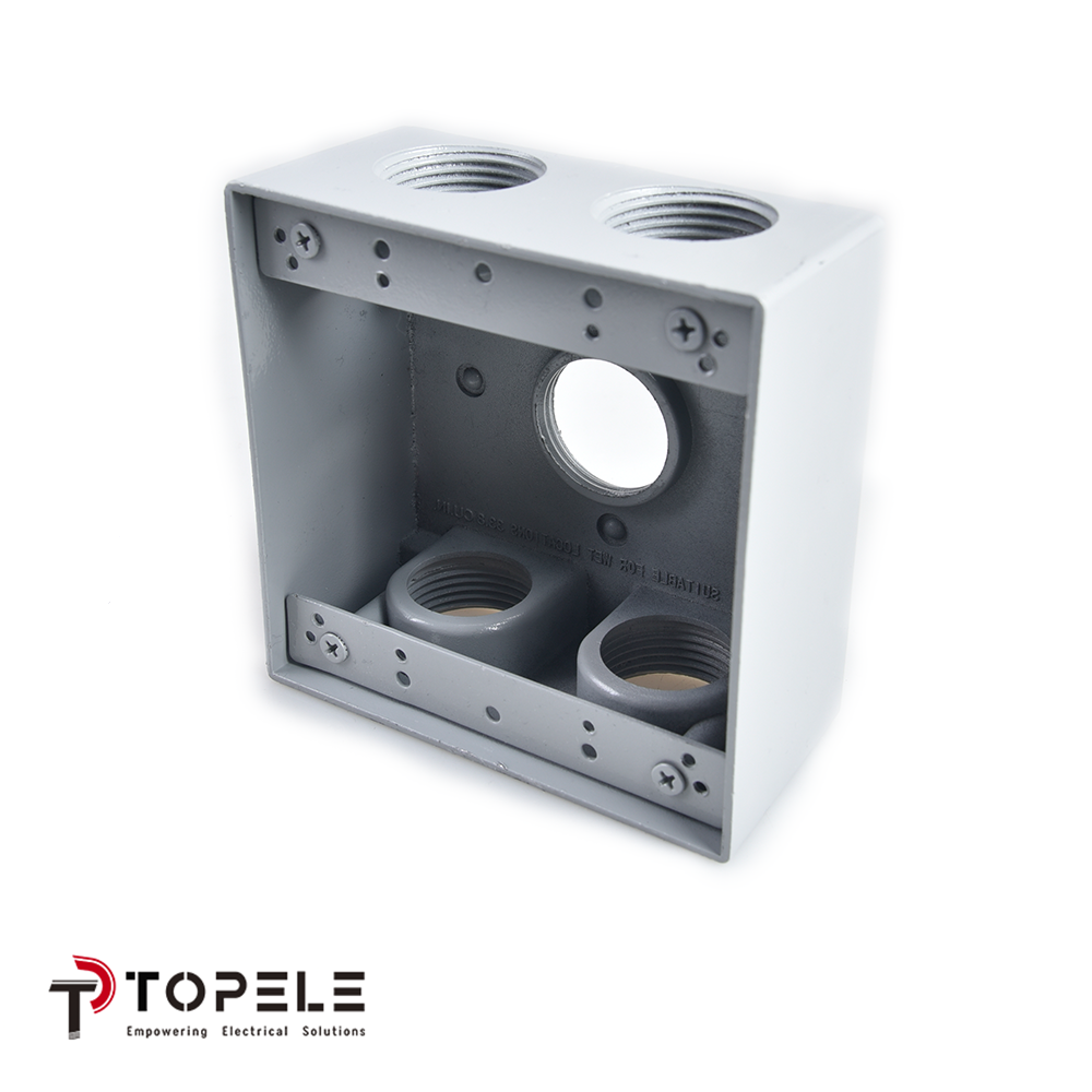 Weatherproof Box Two Gang 5 Holes | Topele
