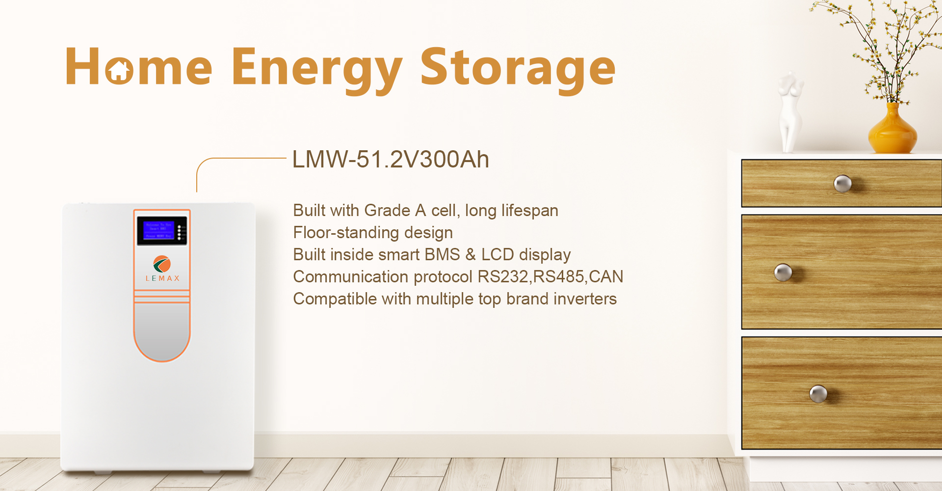 LMW-51.2V300Ah - Wall Mounted Battery LEMAX New Energy