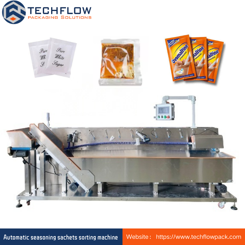 Automatic Seasoning Sachets Sorting Machine - Techflow Pack High Precise Sachets Sorting System