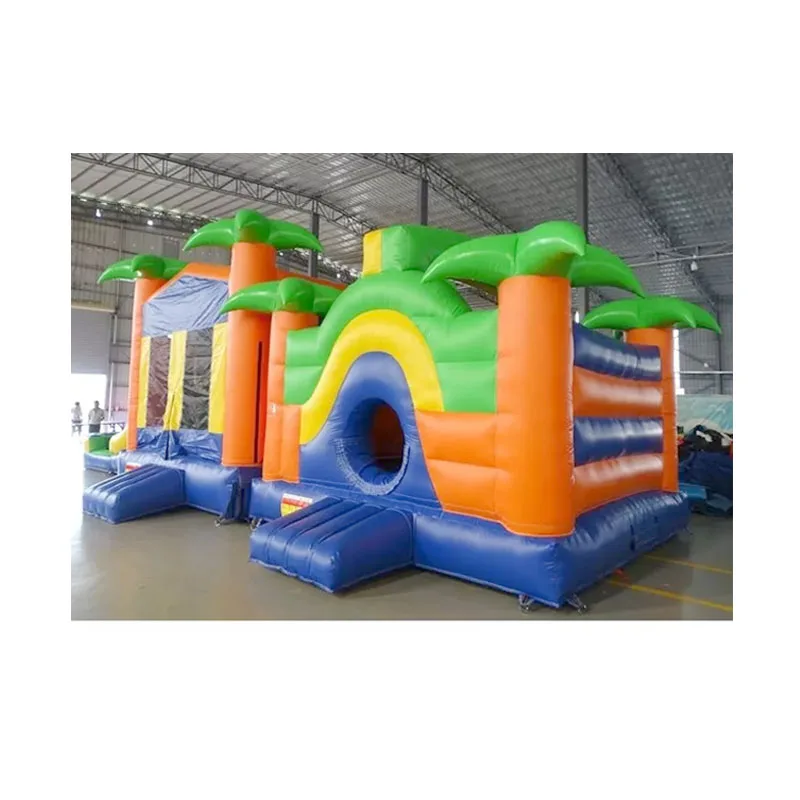 4 In 1 Bouncing Castles With Slide Pool Obstacle Course Palm Tree ...