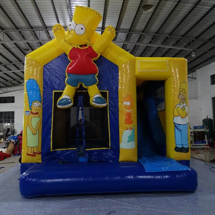 Commercial Simpson Inflatable Castle Bounce House Combo With Slide For Sale