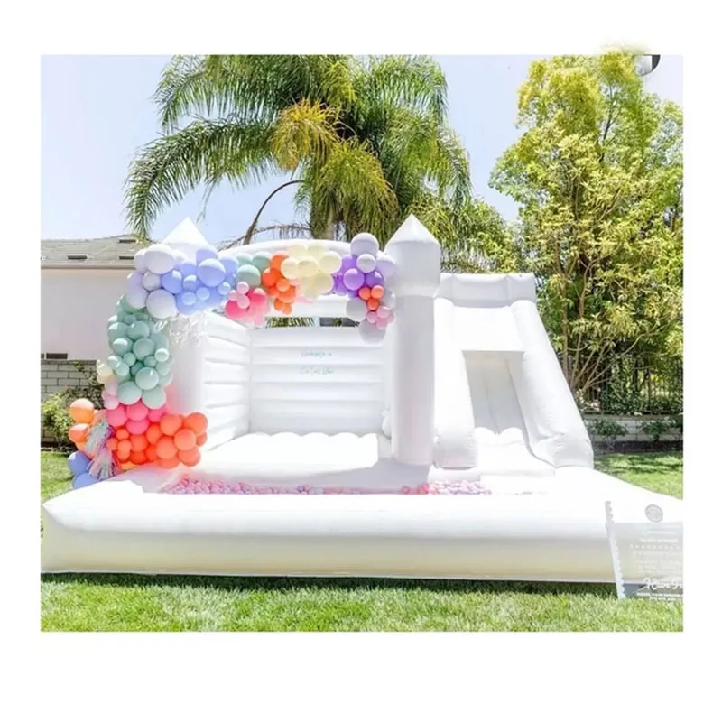 Commercial Wedding Inflatable Jumping Bouncing Castle Pastel White ...