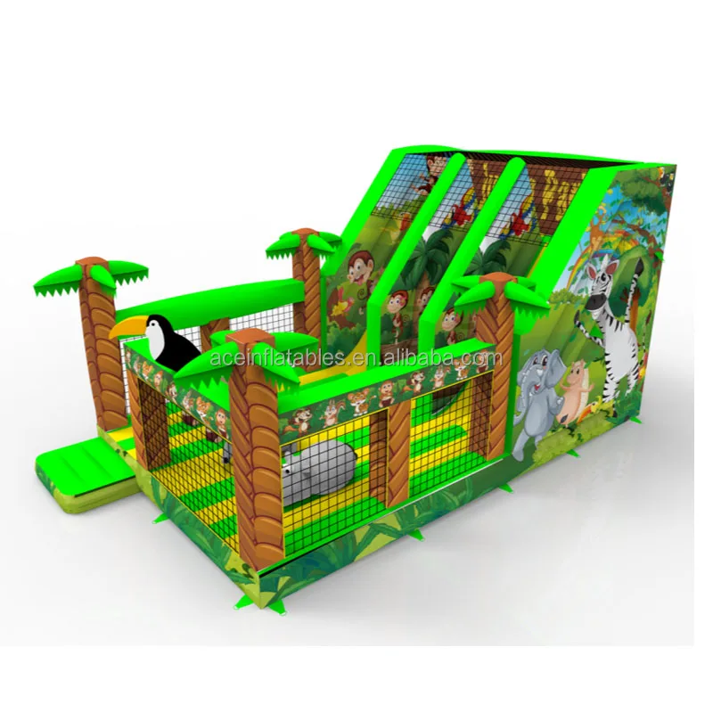 Commercial Bouncy Castle Fun Run Game Obstacle Course With Slide Combo ...