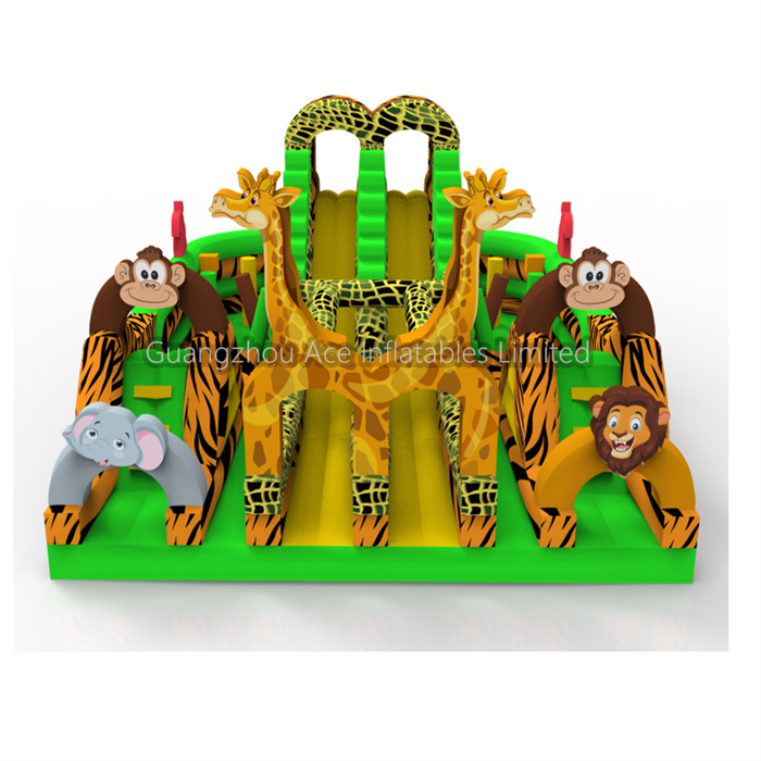 Commercial Fun Run Game With Slide Combo Bouncy Castle Playground ...