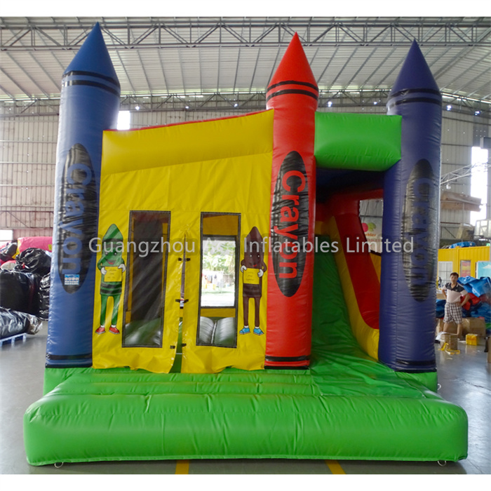 Outdoor Kids Crayon Inflatable Combo with Slide Bouncy Castle - Ace