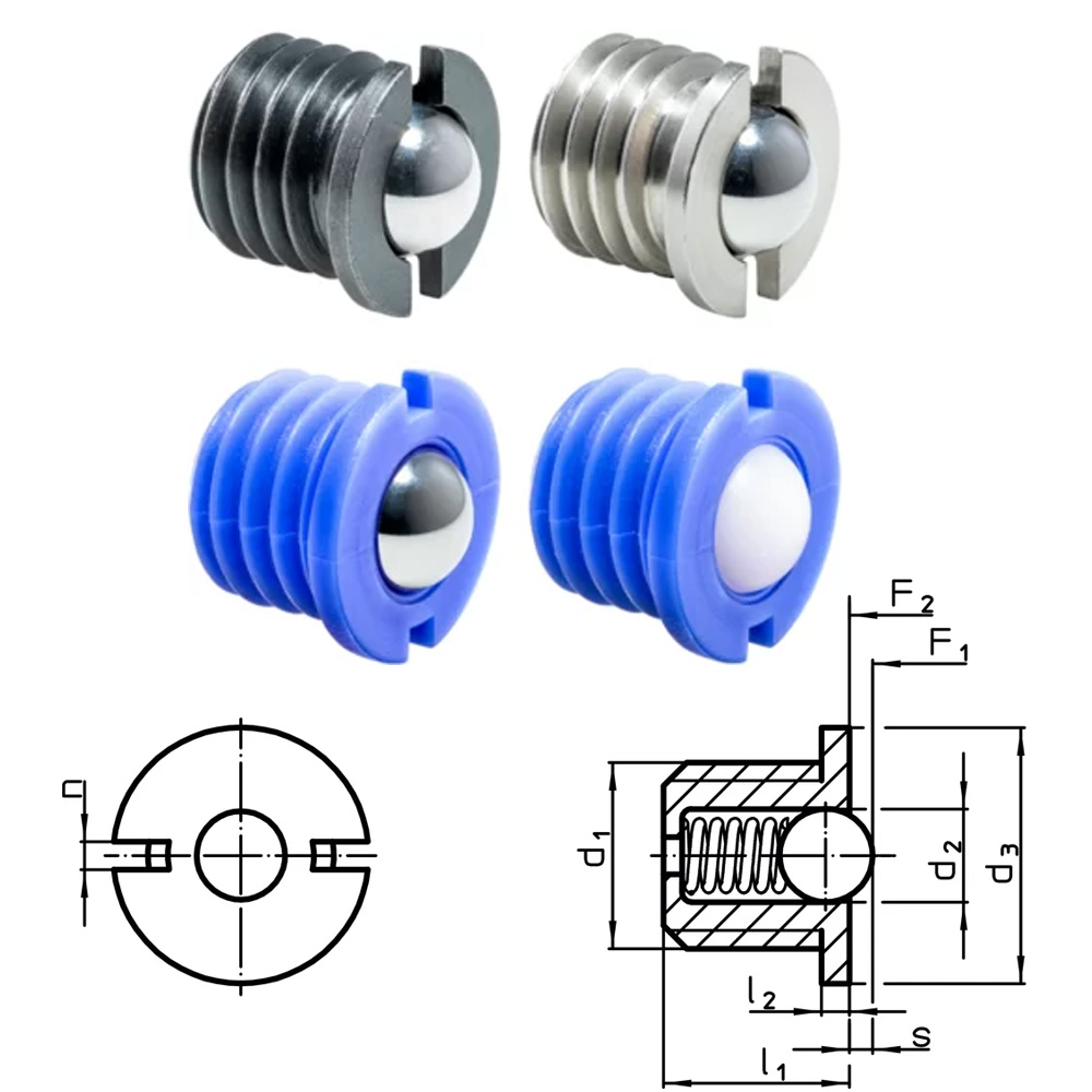 Slotted Ball-Nose Spring Plungers /Ball Stop | HKAA