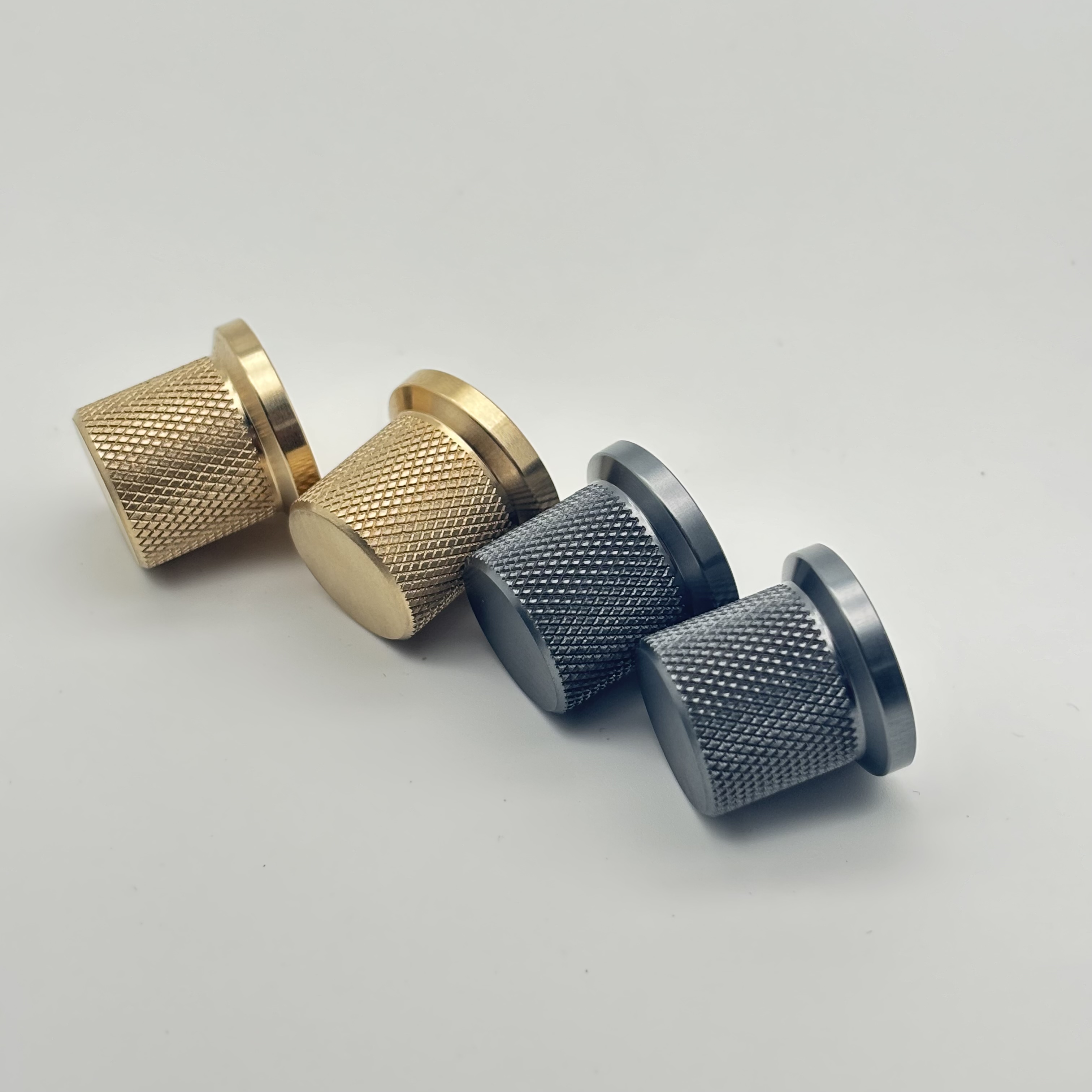 High-Precision CNC Knurled Control Knobs in Brass and Aluminum