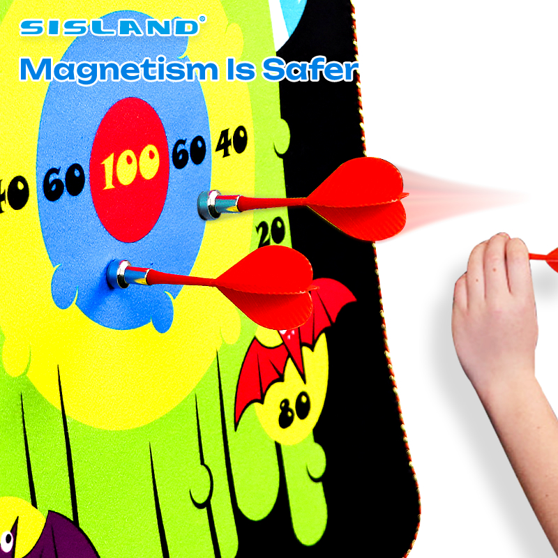 SISLAND Monster-Themed 2-Sided Magnetic Dartboard for Kids | SISLAND