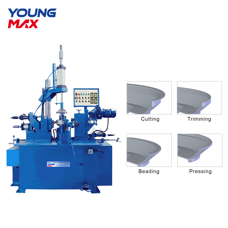 Youngmax cookware 4 station cutting trimming beading pressing machine