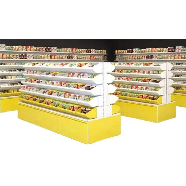 High Quality Yellow Plastics Supermarket Sweets Candy Shelves for ...