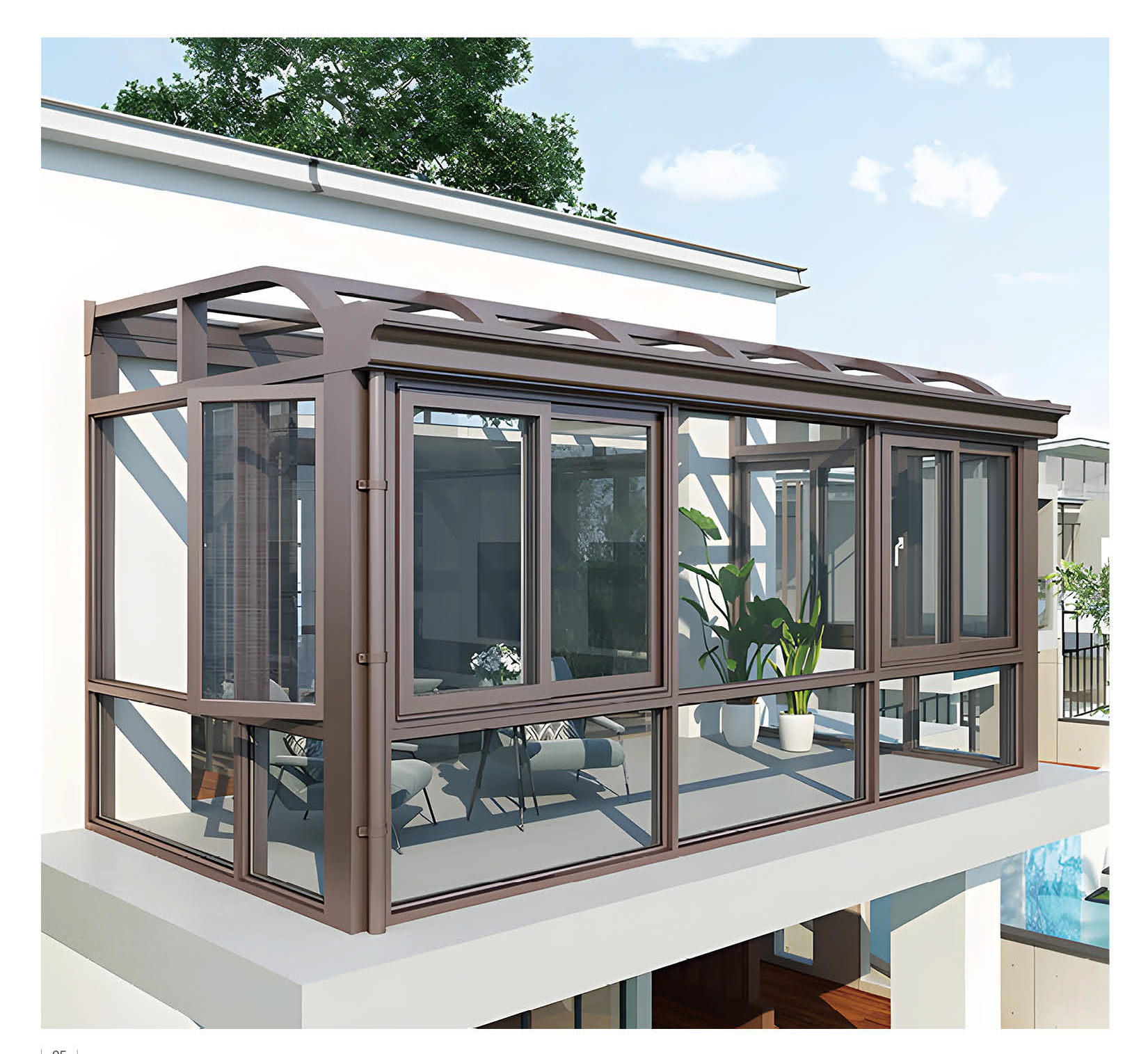 Motorized Aluminium glass Balcony Sunroom Houses | GP Global