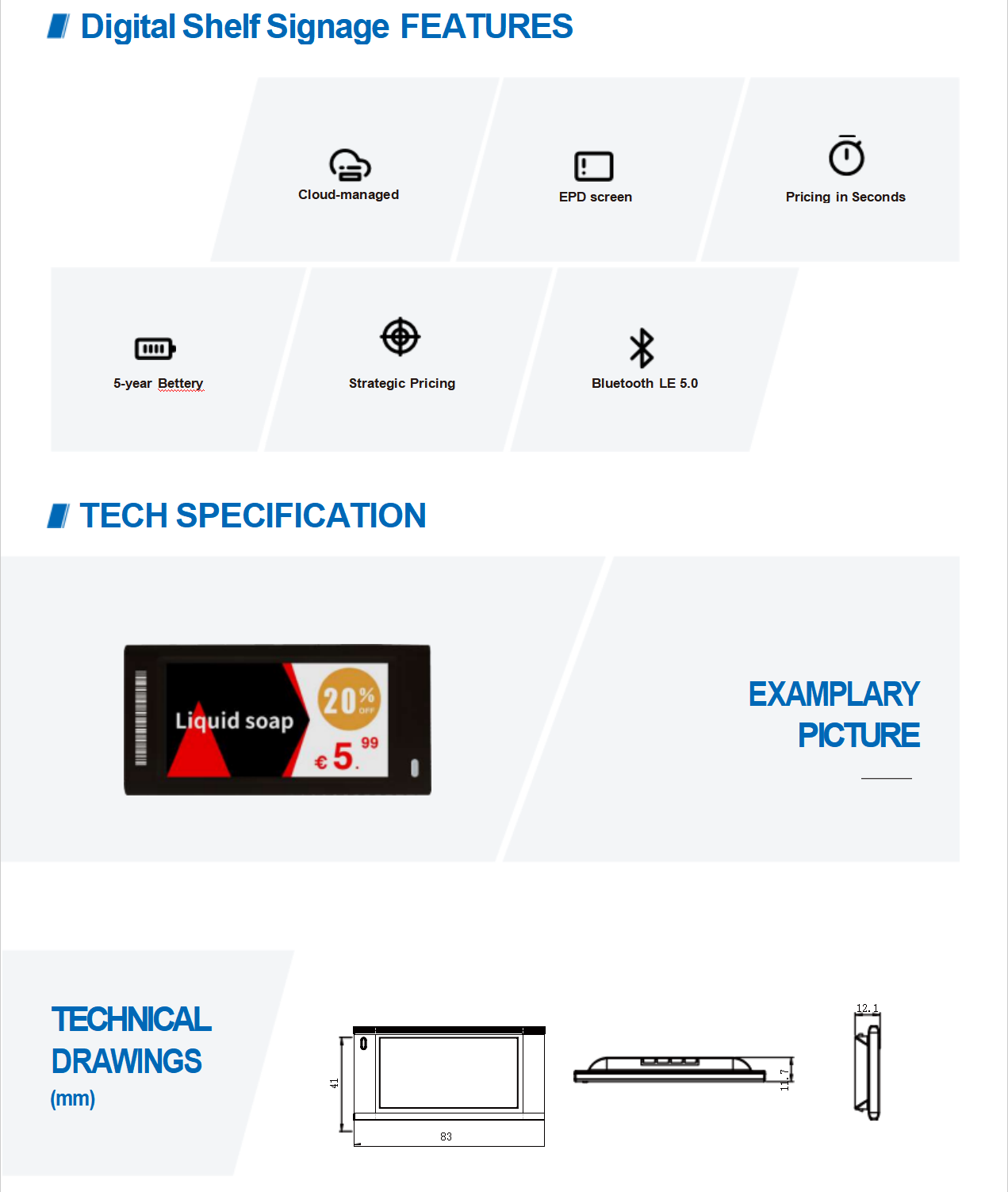 Highlight HAM266 digital shelf signage for retail supermarket - Highlight