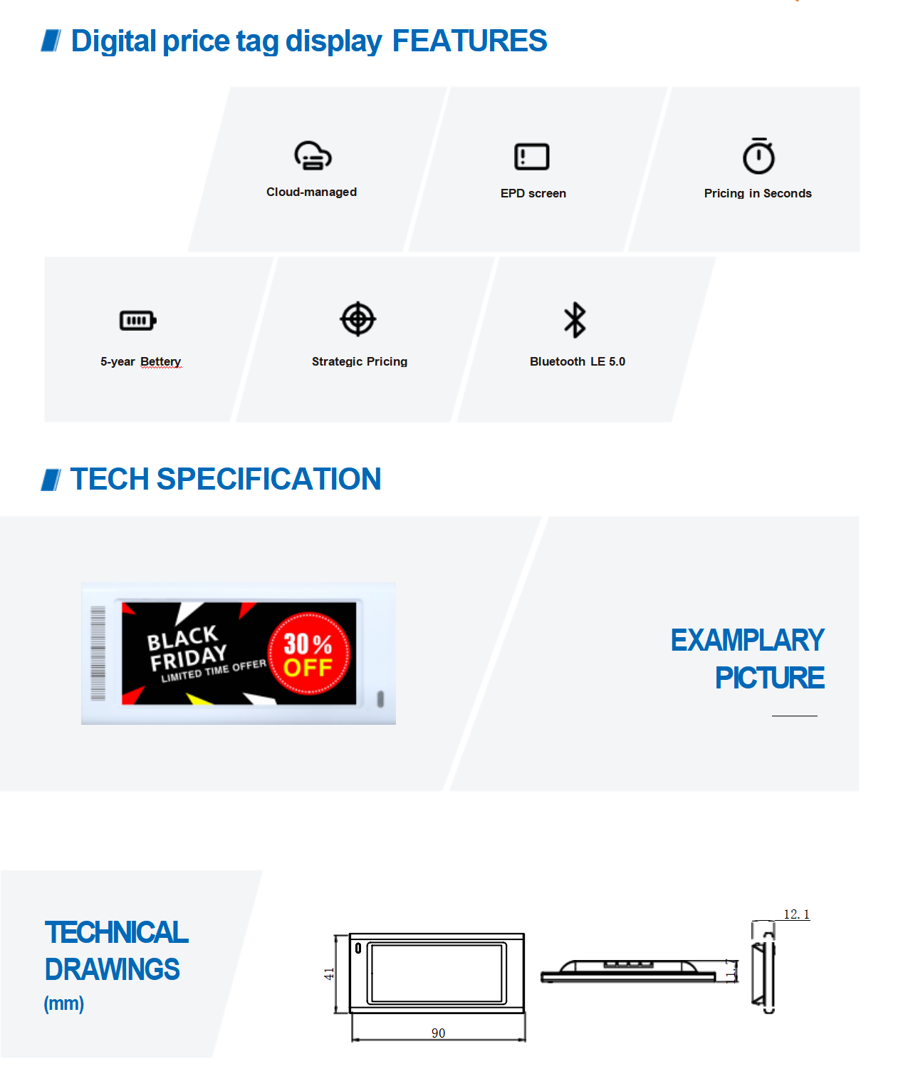 Highlight HAM290 Digital Price Tag Display for Retail - Highlight