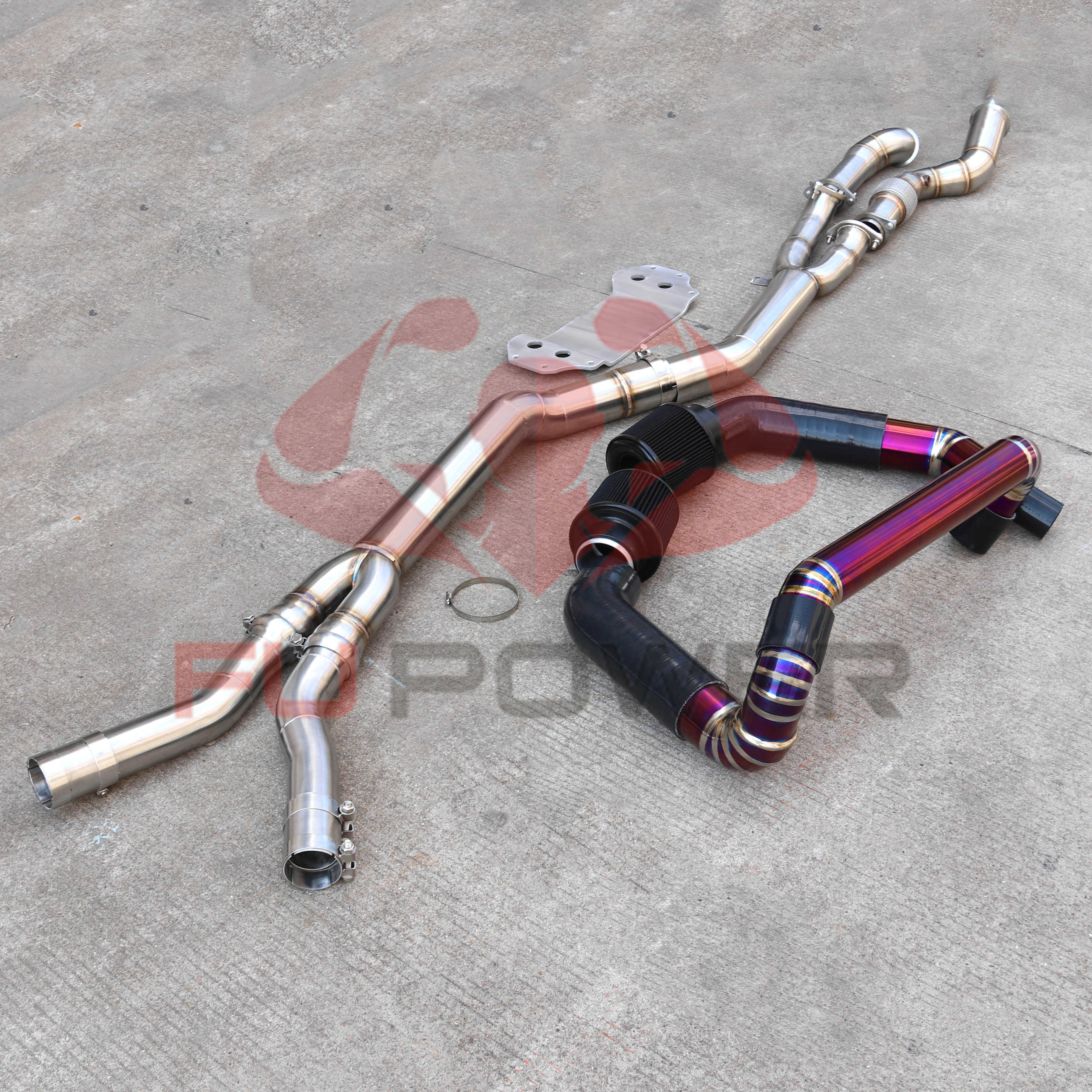 Titanium intakes S58 M3 G80 M4 G82 3.0T midpipe with extended brace ...