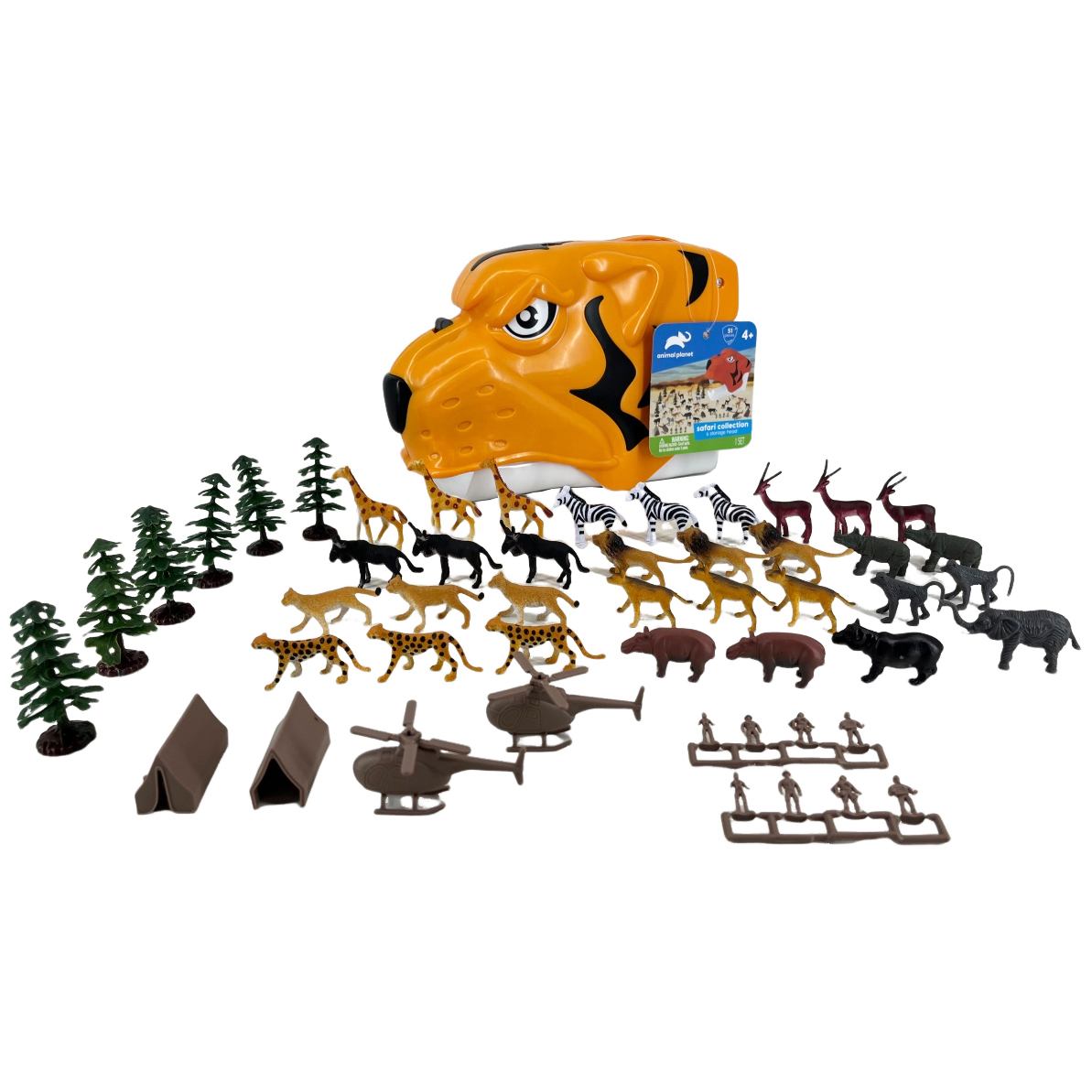 Tiger Head Storage 51PCS Diverse Wild Animals Trees Helicopters ...