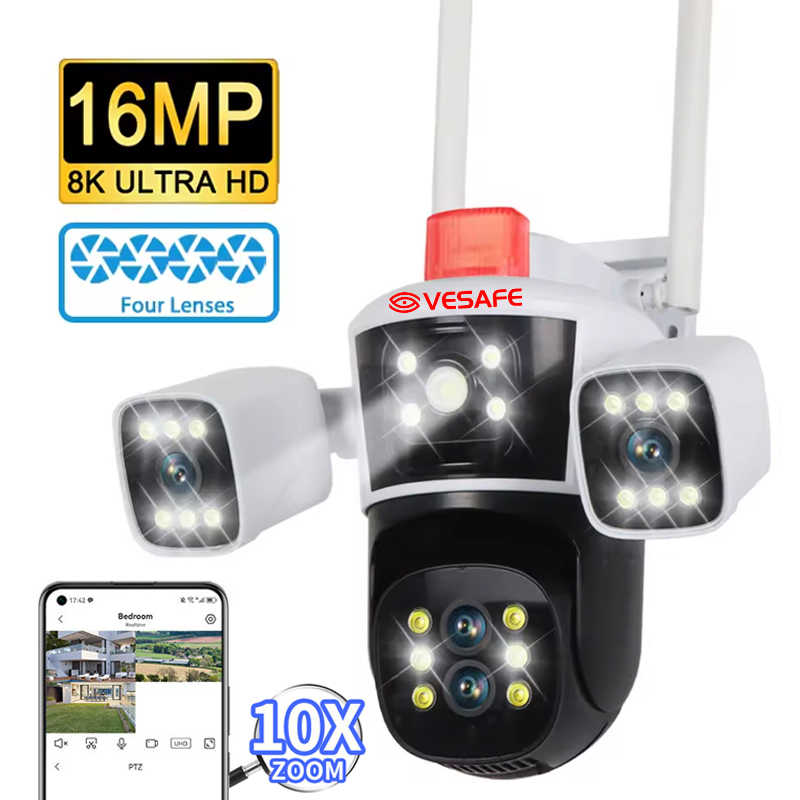 Four Lens Three Screen CCTV Ip Security Camera - VESAFE
