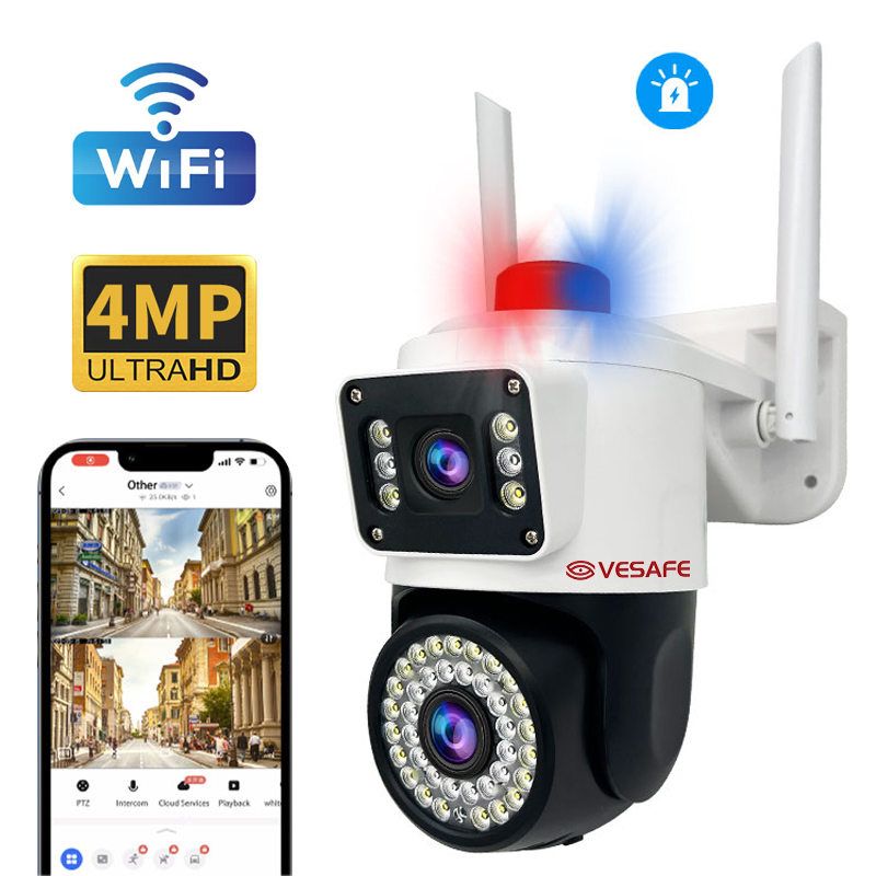 Dual Lens PTZ CCTV IP Security Camera - VESAFE