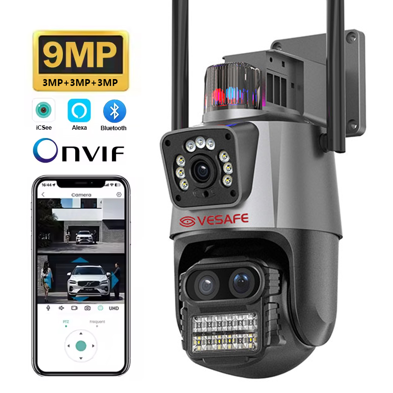 ICSEE 3 Lens 9MP 10X Zoom Wireless PTZ Security CCTV Camera | VESAFE