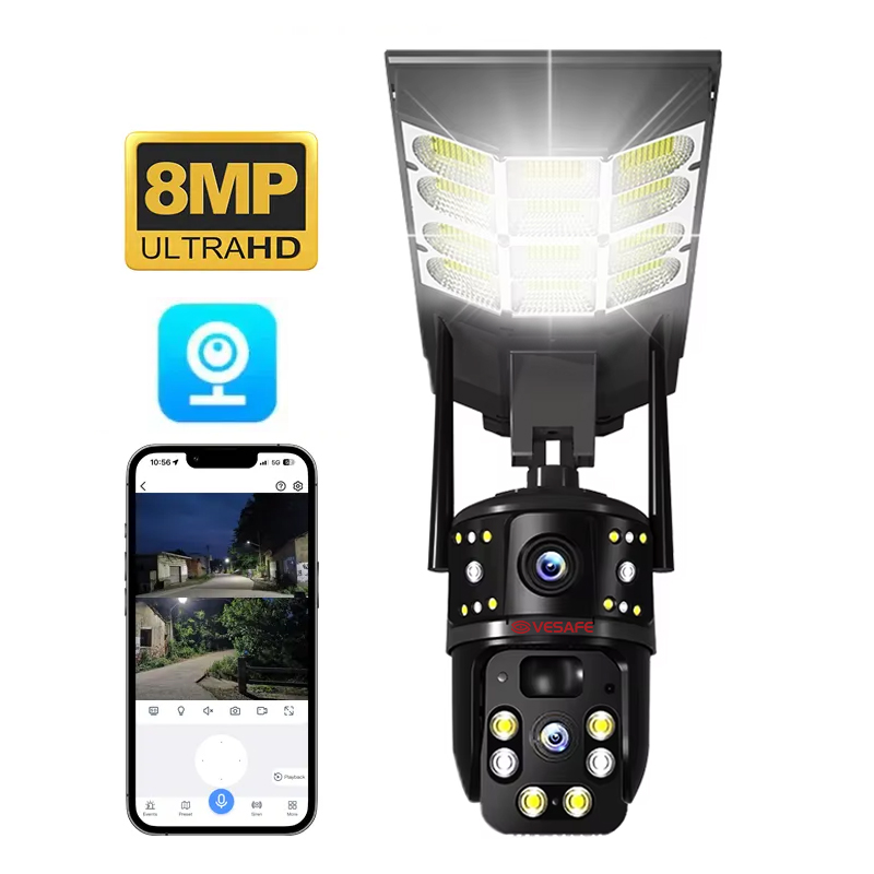 4k Street Light V380Pro 4G Sim Card Ptz Solar Cctv Camera | VESAFE