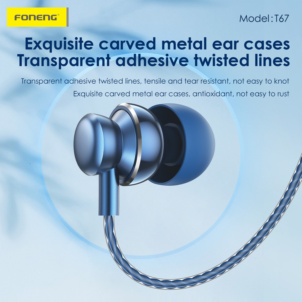 FONENG in-ear Heavy Bass Earphone TypeC Interface Wired Earphone T67 - FONENG