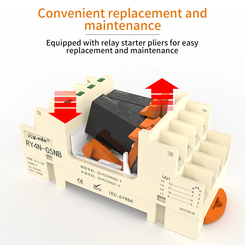 Customization Industrial Relay Socket With The Original Relay Ry1h4-g5nb 4 Channel 5a 250vac ...