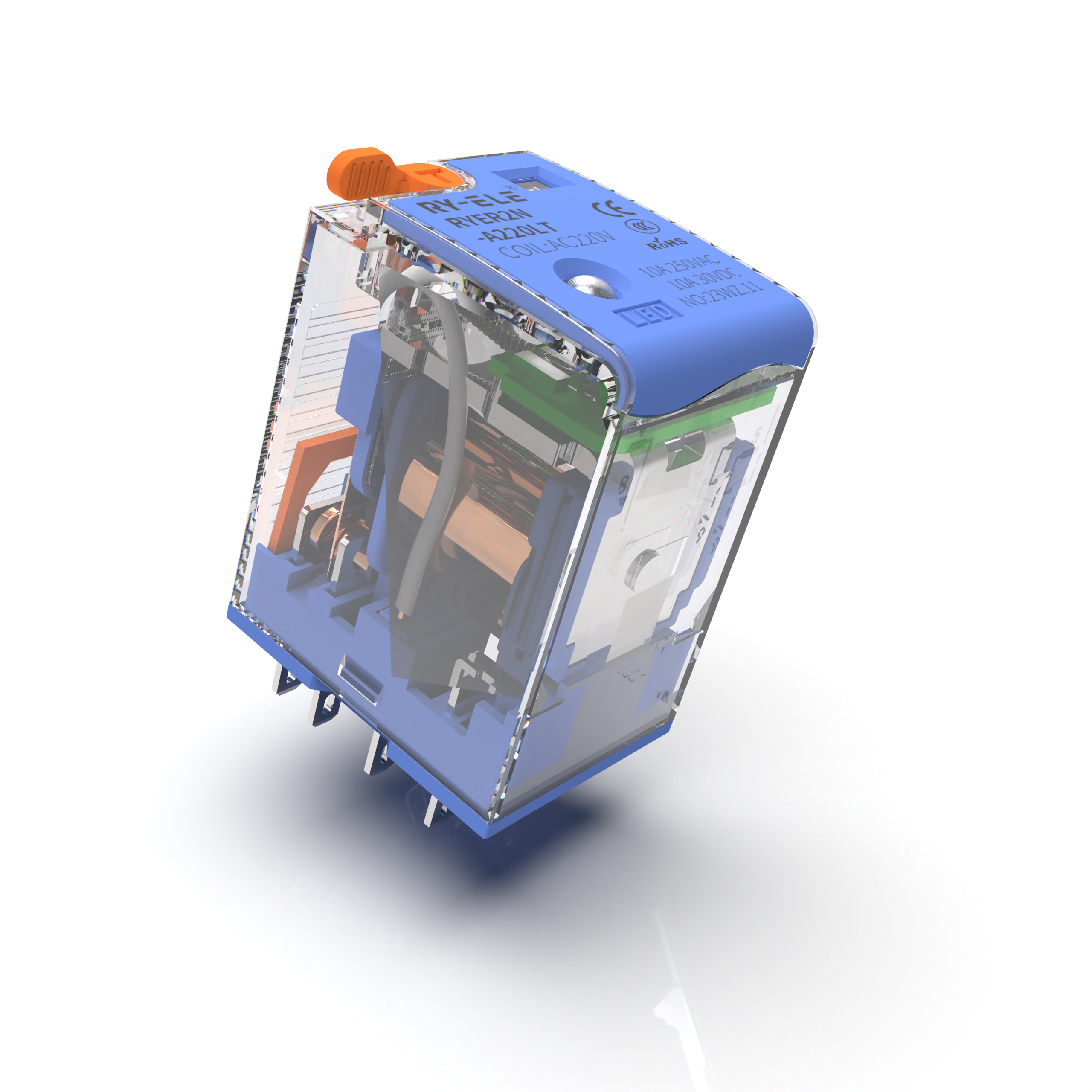 24V 230V 10A 8Pin Intermediate Relay with Or Without Test Button RYER4N ...