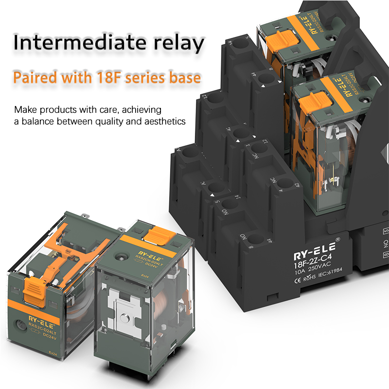 24VDC 220VAC 8Pin Intermediate Relay with Test Button 2NO2NC RXS2CN RY ...