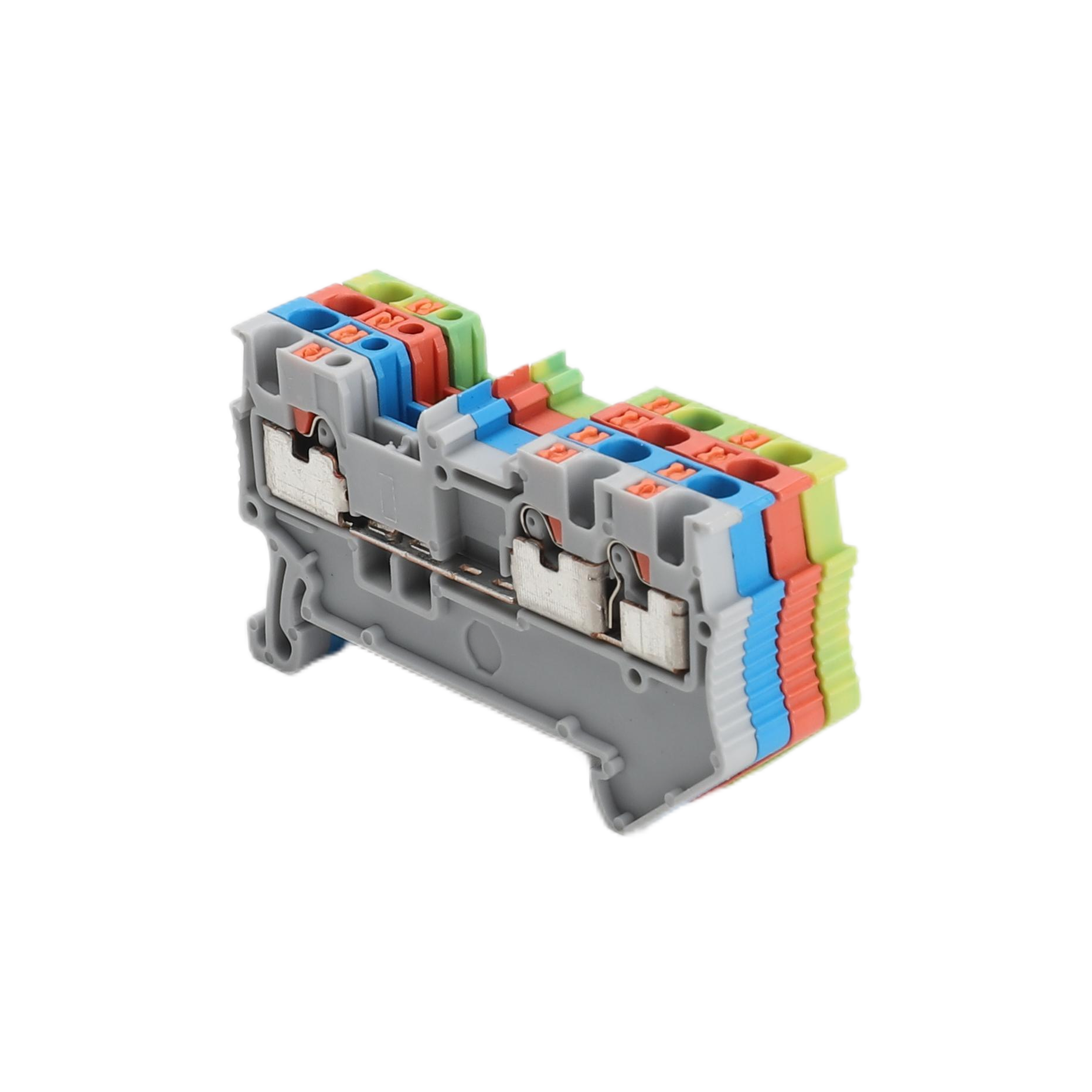 17.5A Brass Din Rail ONE-Out Terminal en línea Bloque PT1.5-TWIN para ...