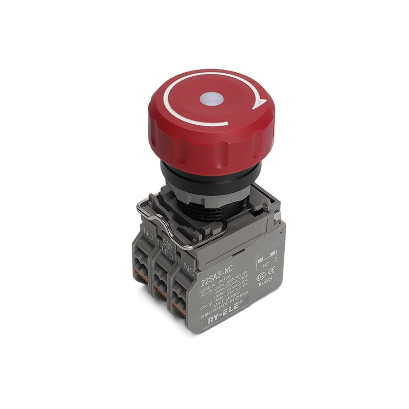 15A High Current M1 Plastic Emergency Stop Button with Light 1NO 1NC RY ...
