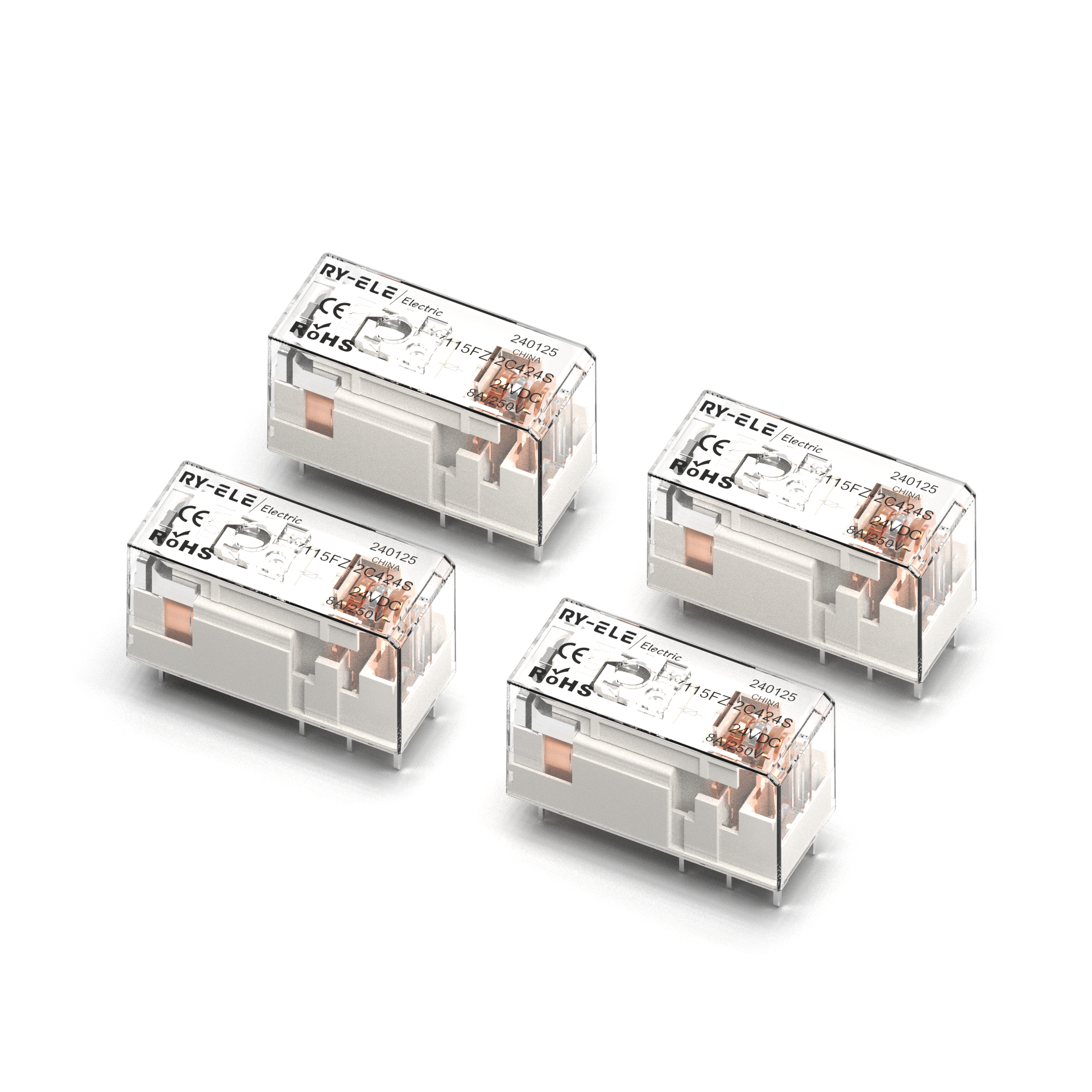 8A 250VAC/30VDC Transparent Electromagnetic Industrial Relay RY115F ...