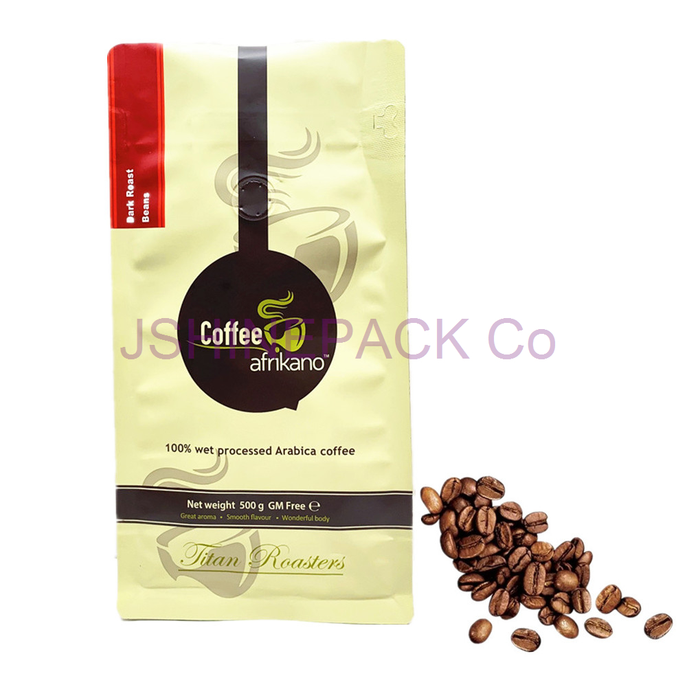 Custom Design Coffee Bags with Flat Bottom and Air Valve - JSHINEPACK