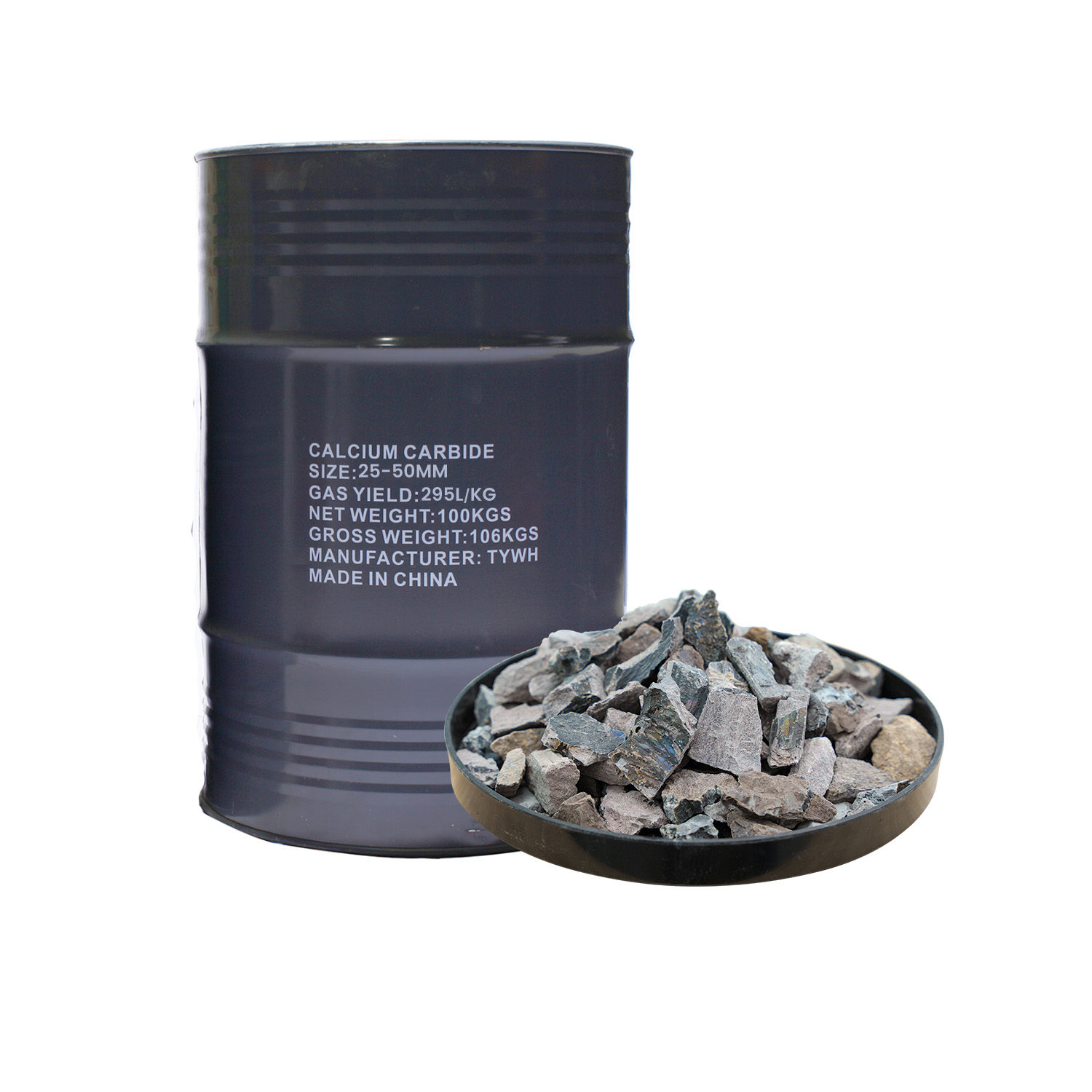 High Quality 25-50mm Calcium Carbide 100kg Drum Chemical Product - TYWH