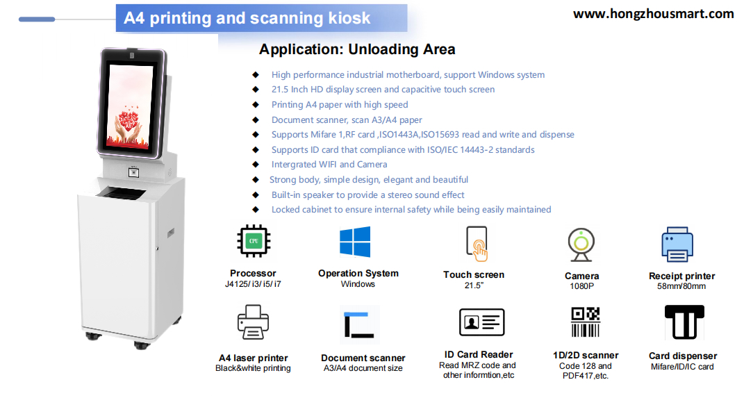 24/7 Self-Service Printing and Scanning Kiosk Solution with LED Light ...