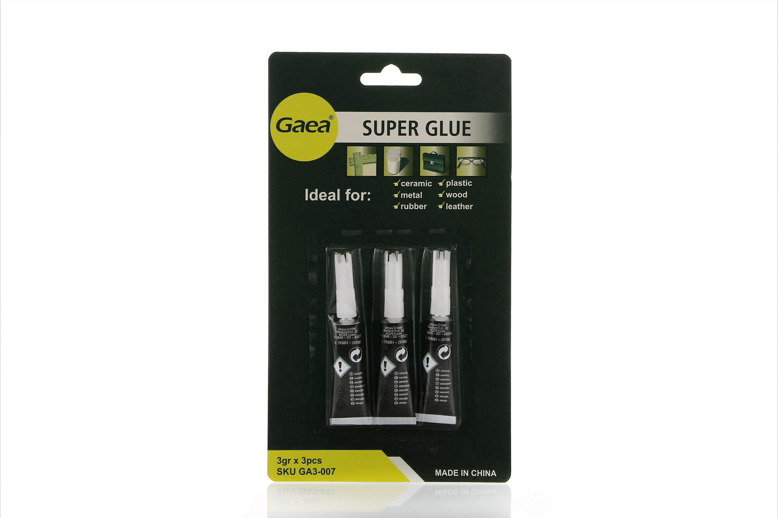3g X 3pcs Super Glue on Blister Card - Gaea