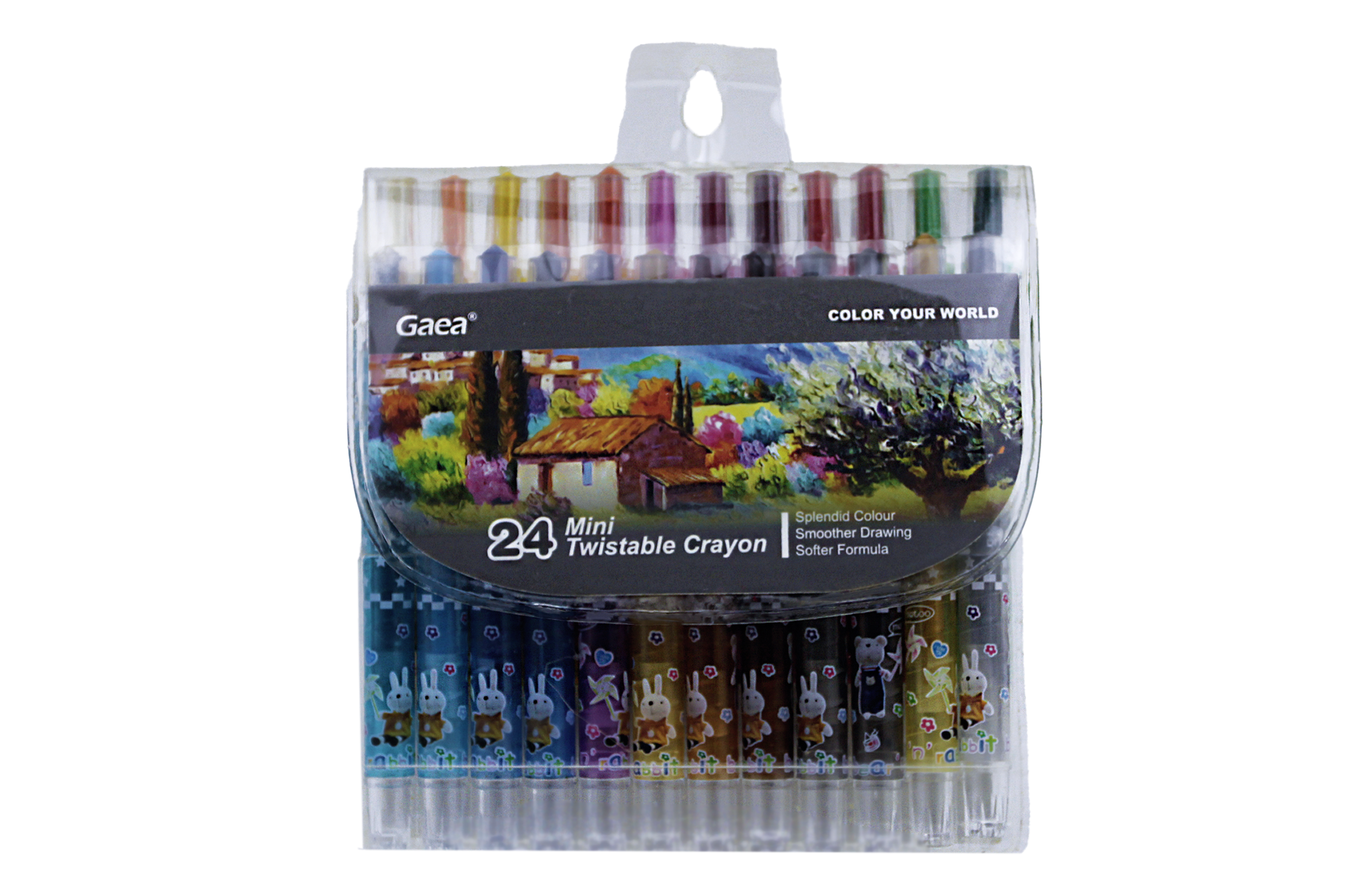 24 Color Small Twist Crayon in Pvc Bag - Gaea