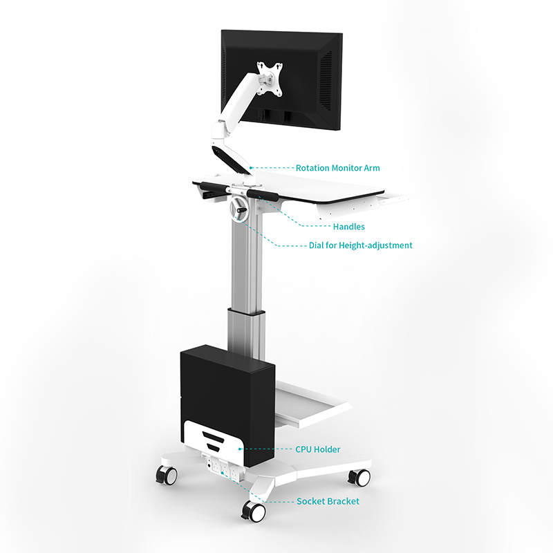 All in One Workstation Height Adjustable Mobile Medical Laptop Cart ...