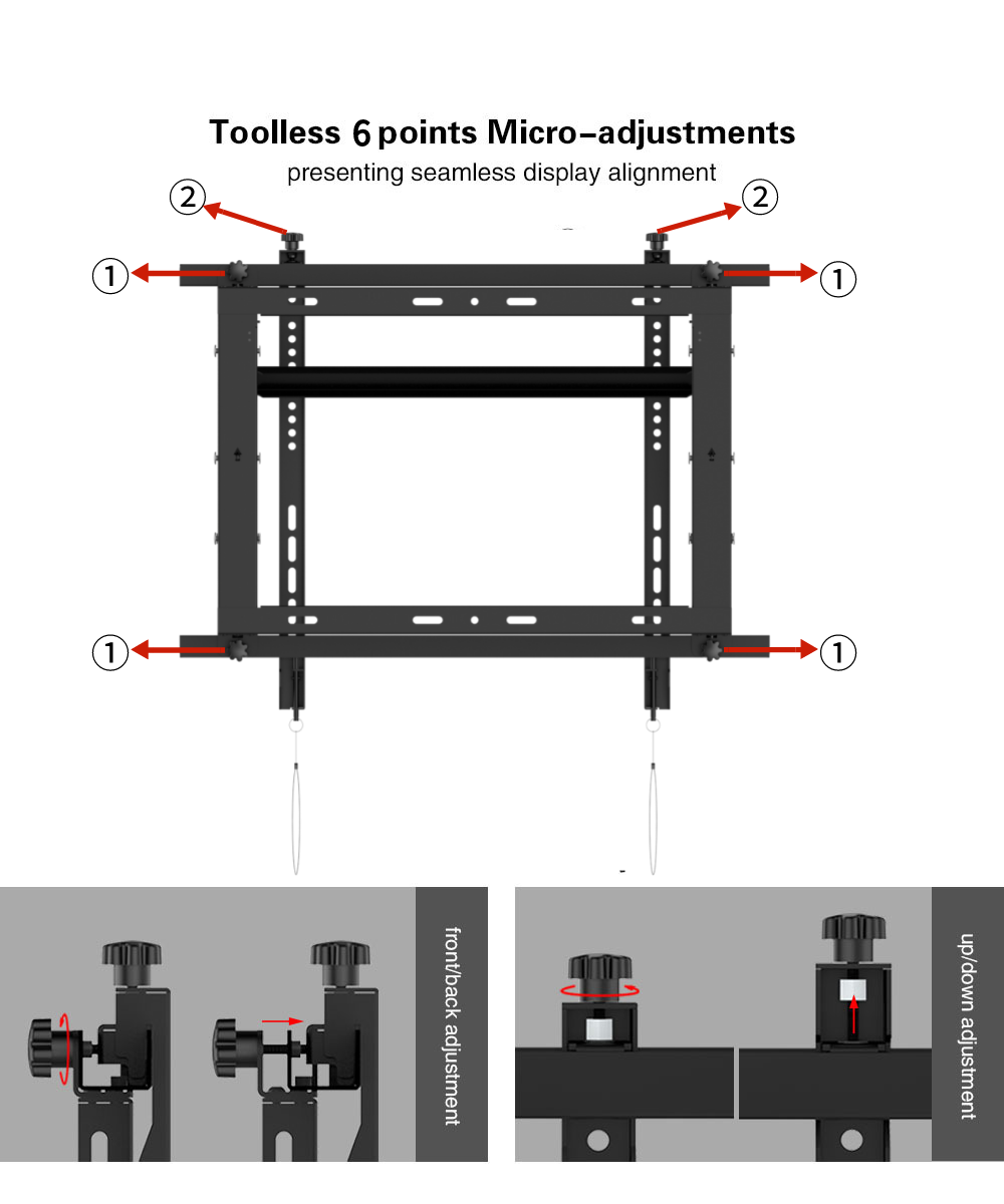 Micro Adjust Pop-Out Gas Spring Video Wall Mount - Peacemounts