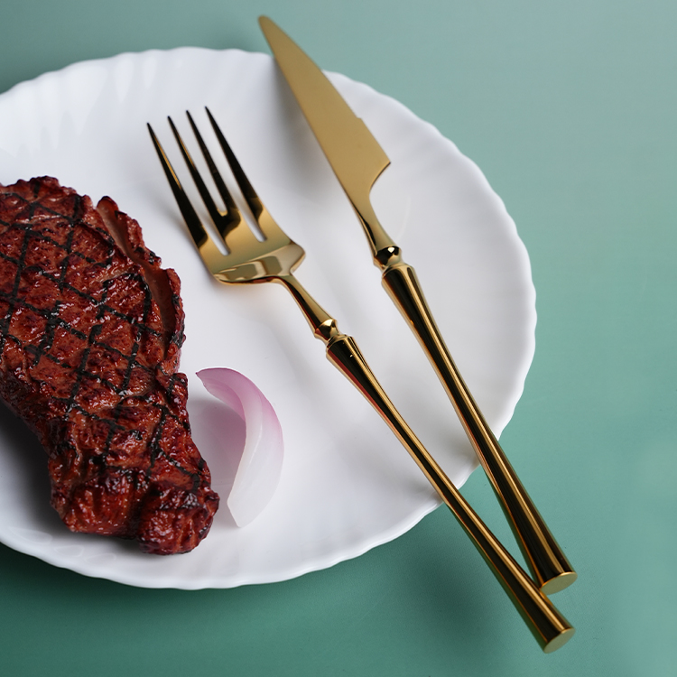 Stainless Steel Flatware Set PVD Gold Retro Western-style | Crystal ...