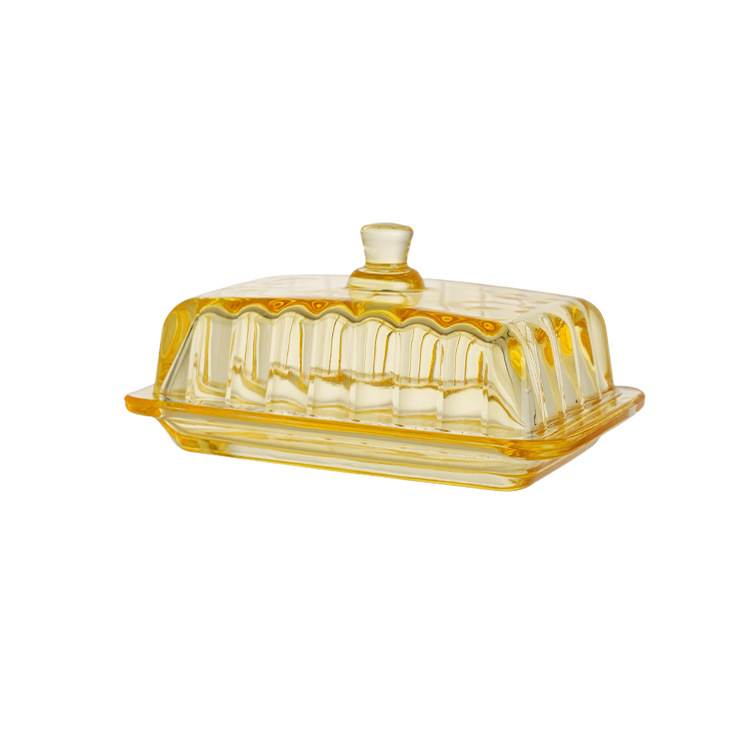 Yellow Square Butter Dish with Lid | Crystal Houseware