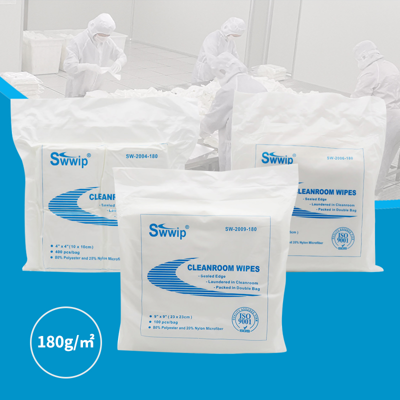 Polyester Cleanroom 180GSM Microfiber Cleanroom Wiper Class 1000 4inch ...