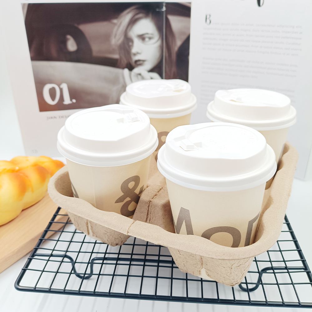 Custom Paper Cup Holder Tray Coffee Paper Cup Carrier Biodegradable ...